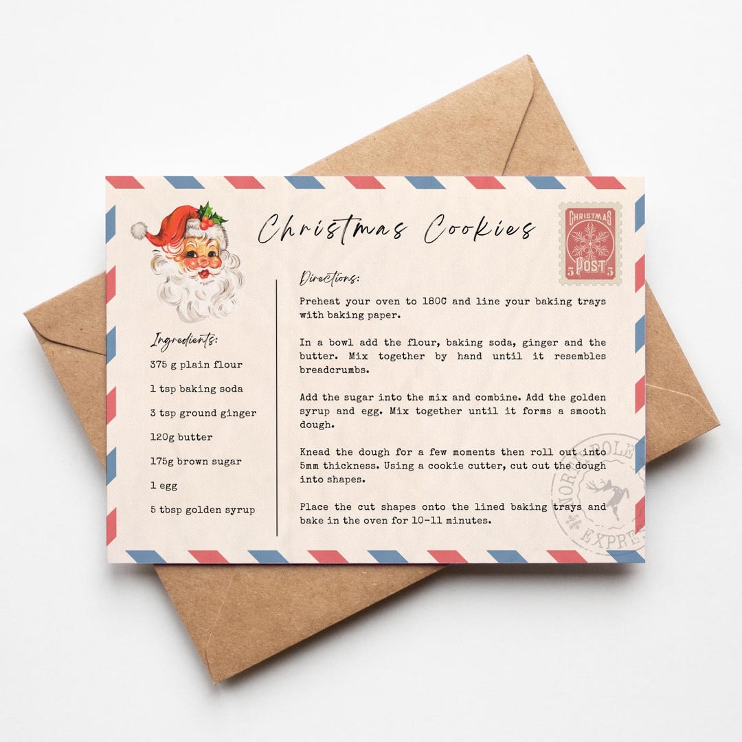 Vintage Christmas Postcard Recipe Card | Tacky Retro Holiday Recipe ...