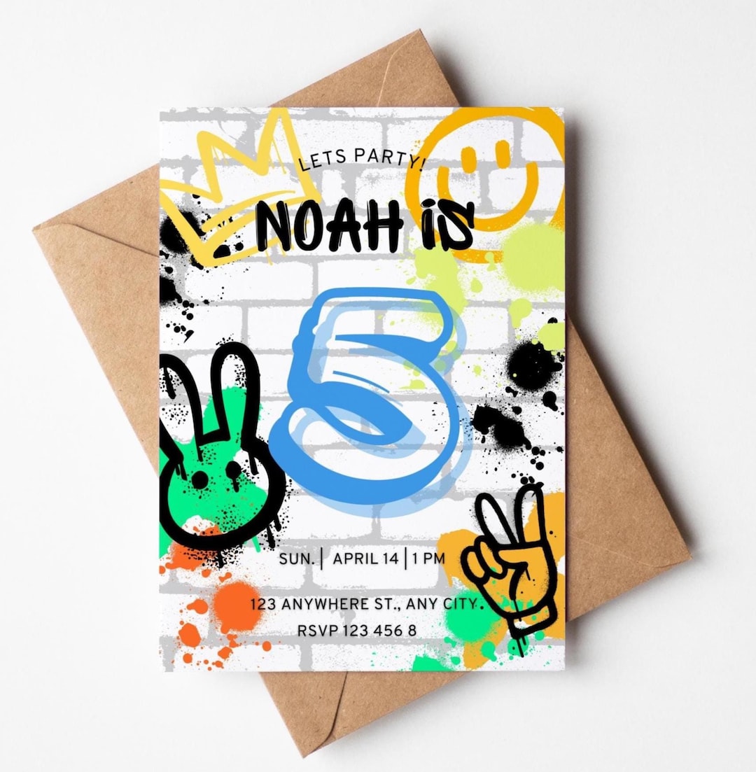 Graffiti Street Art Birthday Invitation | Urban Spray Paint Party ...