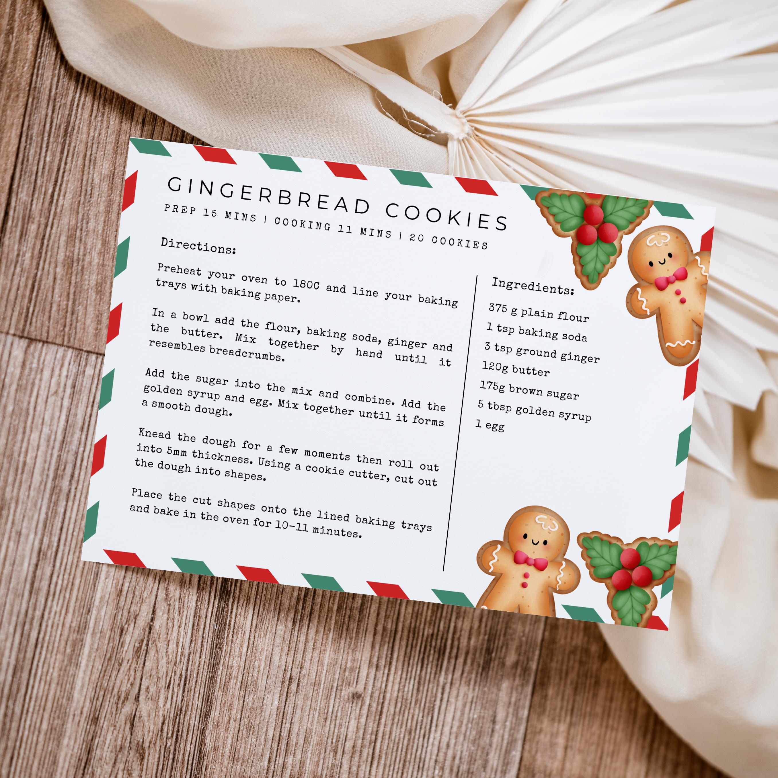 Christmas Recipe Card Template | Red & Green Festive Holiday Recipe ...