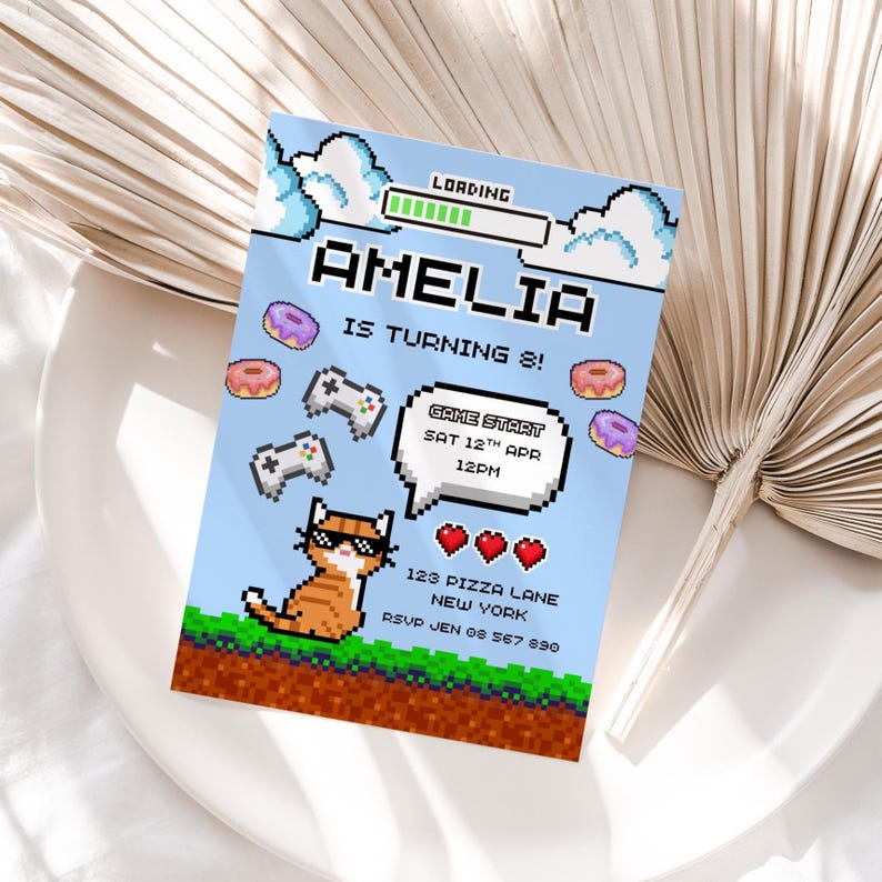 Gaming Birthday Party Invitation | Printable Doughnut Gamer Party ...