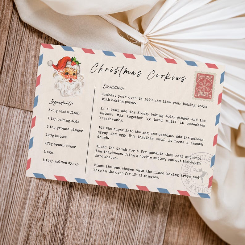 Vintage Christmas Postcard Recipe Card | Tacky Retro Holiday Recipe ...