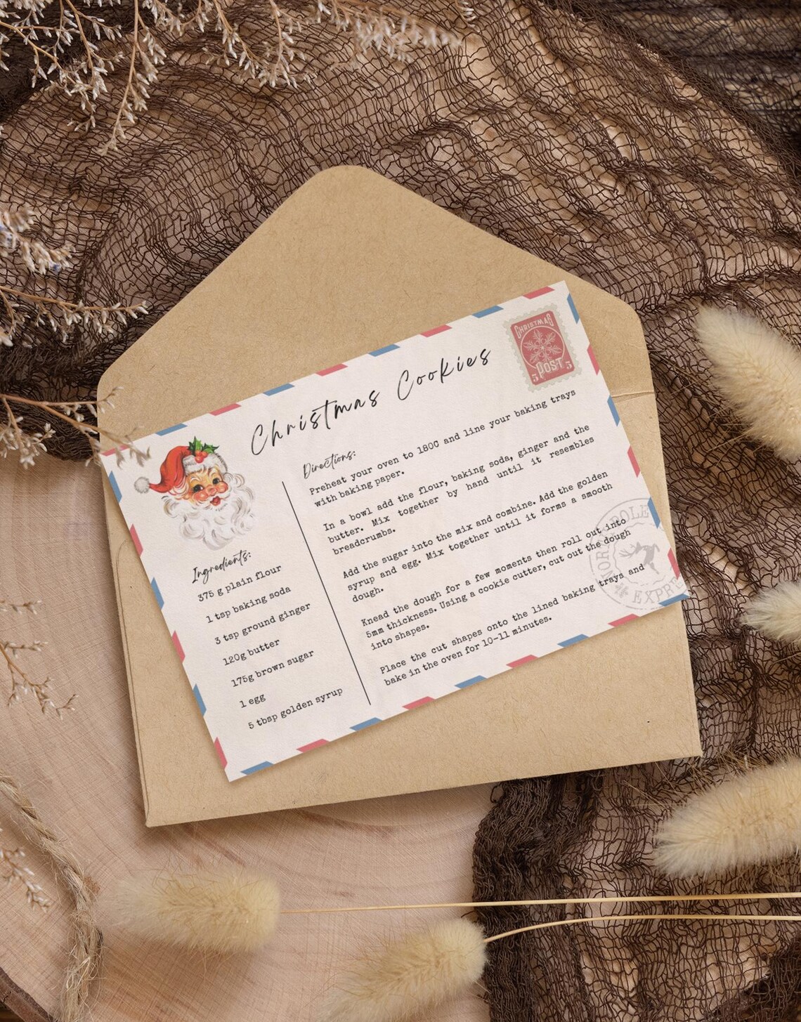 Vintage Christmas Postcard Recipe Card | Tacky Retro Holiday Recipe ...