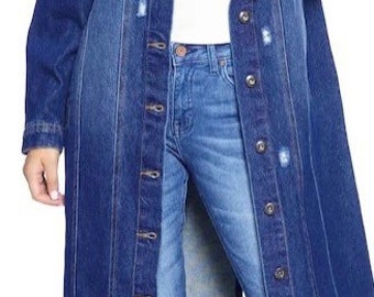 Long Denim Jacket - Etsy