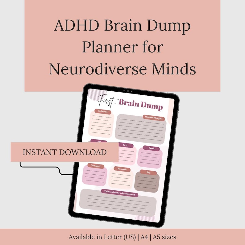 ADHD Brain Dump Printable, ADHD Planner, to Do List Template ...