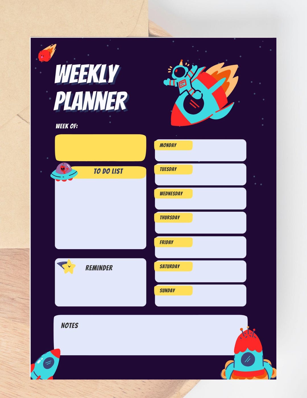 Outer Space Weekly Planner - Etsy