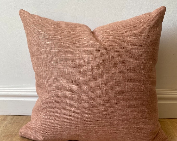 AUDREY RUST Rust With Cream Squares Pillow Cover, Modern Farmhouse or ...