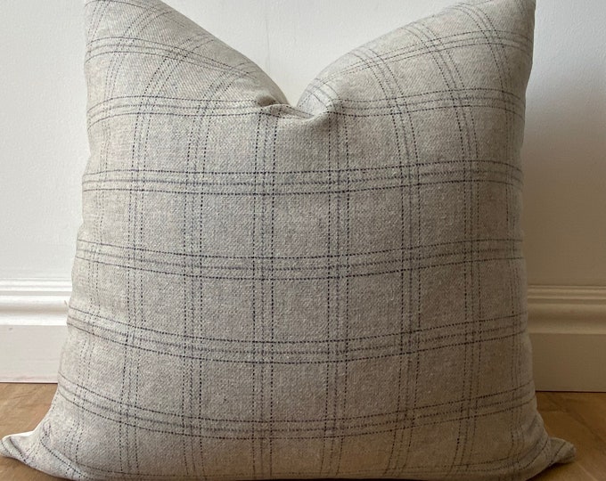 FARMHOUSE PILLOW COVER French Grey Check Pillow Cover Grey Check French ...