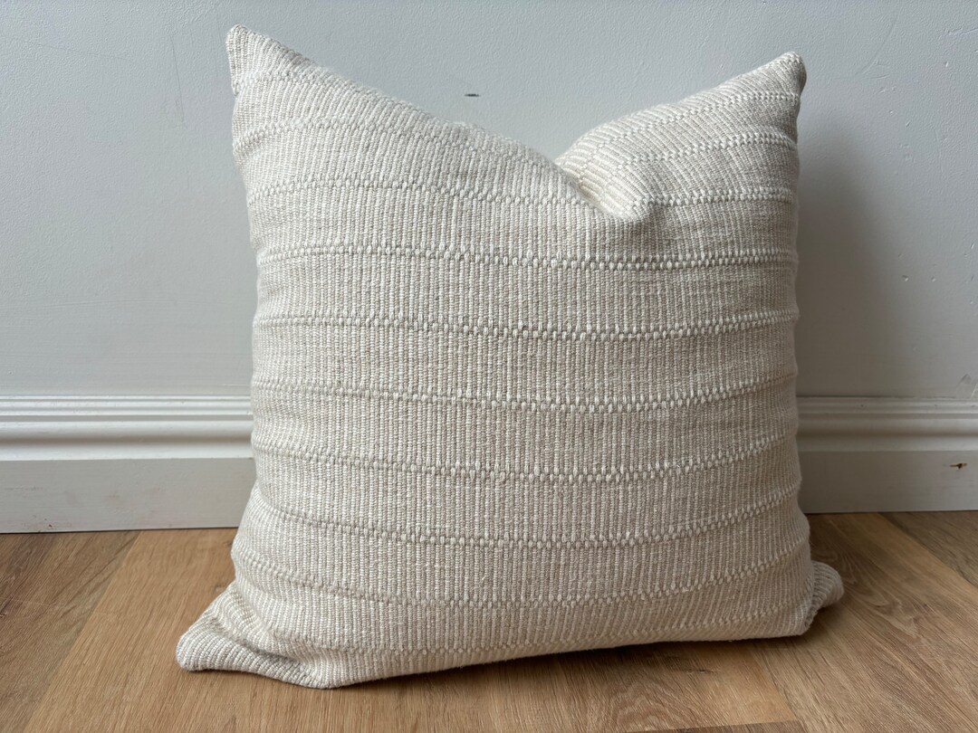 Coastal Woven Stripe Tones Sand Oatmeal Solid Nubby Tonal Nubby Pillow ...