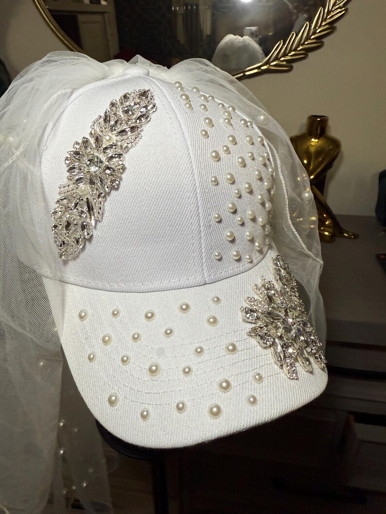 Custom Bridal Baseball Hat: Pearl & Diamond Snapback - Etsy