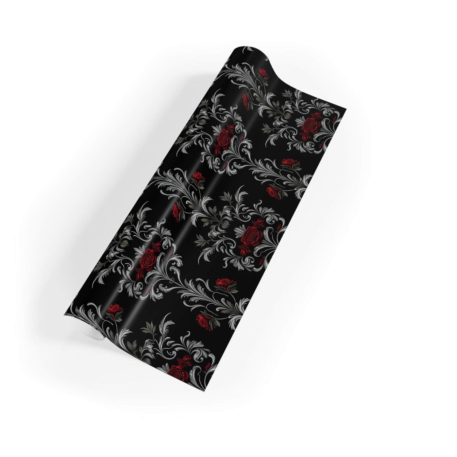 Gothic Damask With Red Roses Gift Wrap Roll, Victorian Floral Wrapping ...
