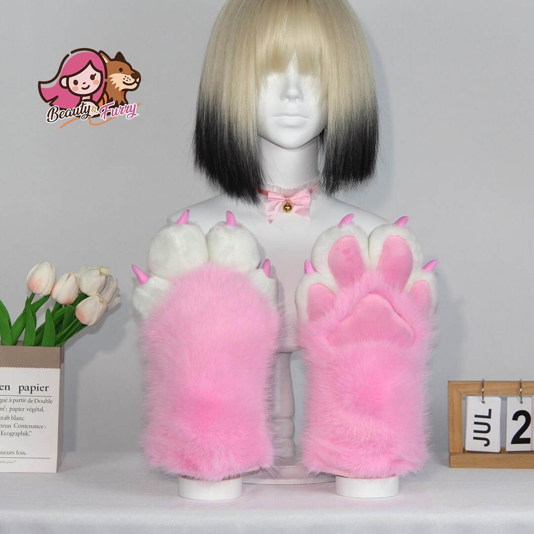 Pink Furry Handpaws | Sakura Pink Furry Handpaws | Pink Cat Handpaws ...