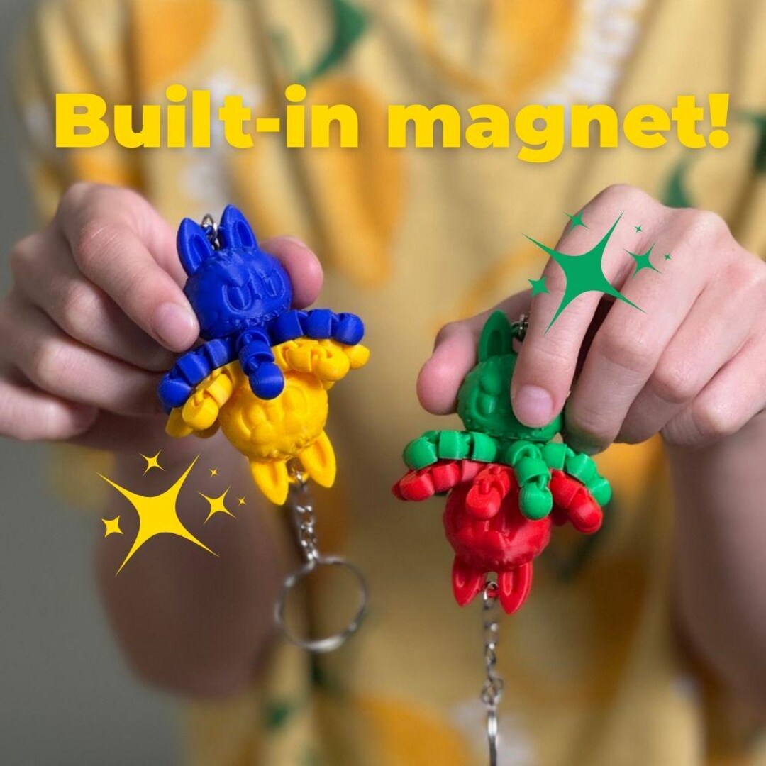 Cute Fidget Labubu Octopus Keychain – Articulated 3D Printed Toy ...