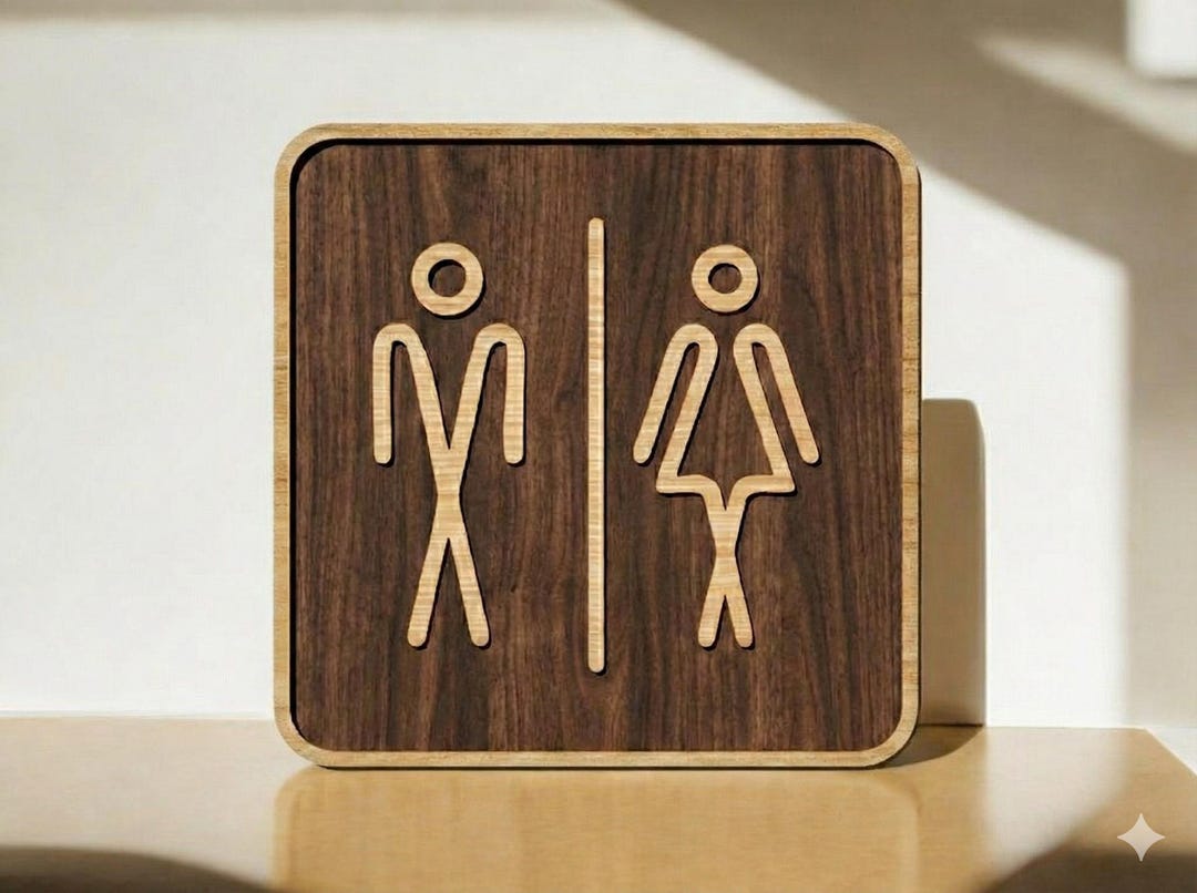 Modern Bathroom Sign SVG/DXF/CDR | Unisex Restroom Laser Cut File | Men ...