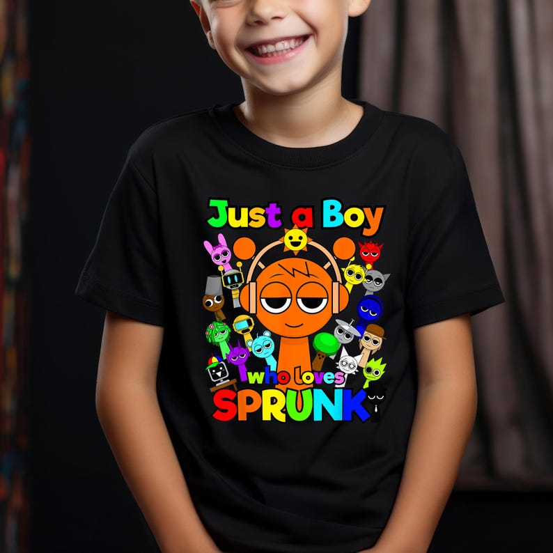 Limited Edition Sprunki Cartoon Character T-shirt, Gamer Boy Birthday ...