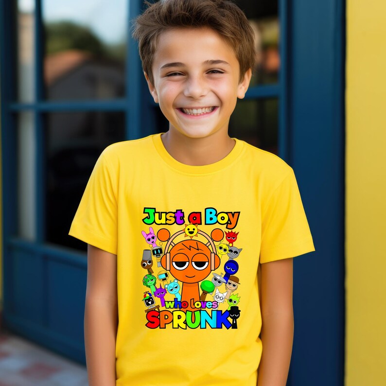 Limited Edition Sprunki Cartoon Character T-shirt, Gamer Boy Birthday ...