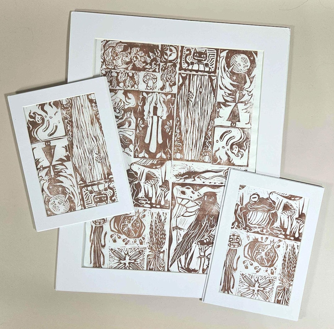 Autumn Moon Linocut Print: Spooky Halloween Art - Etsy