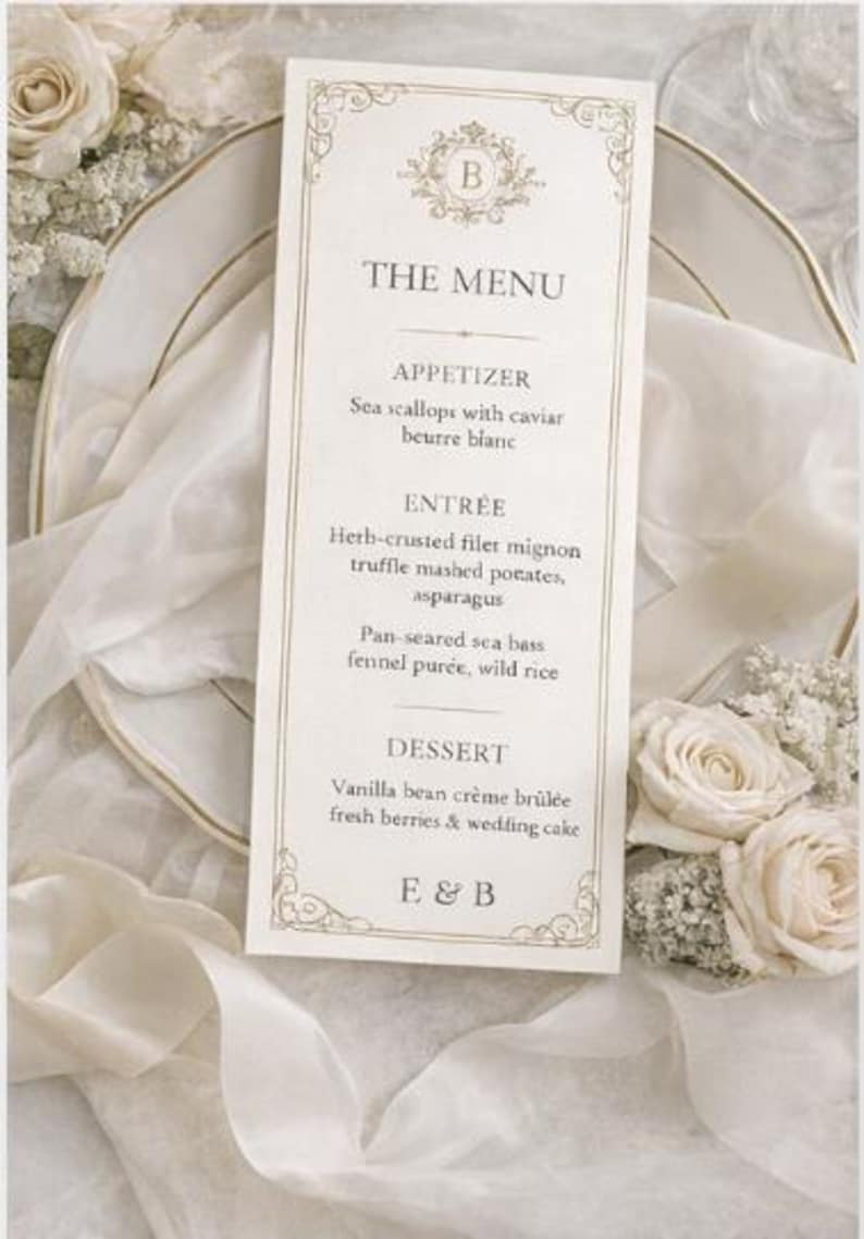 Elegant Old-money Wedding Menu Template - Etsy