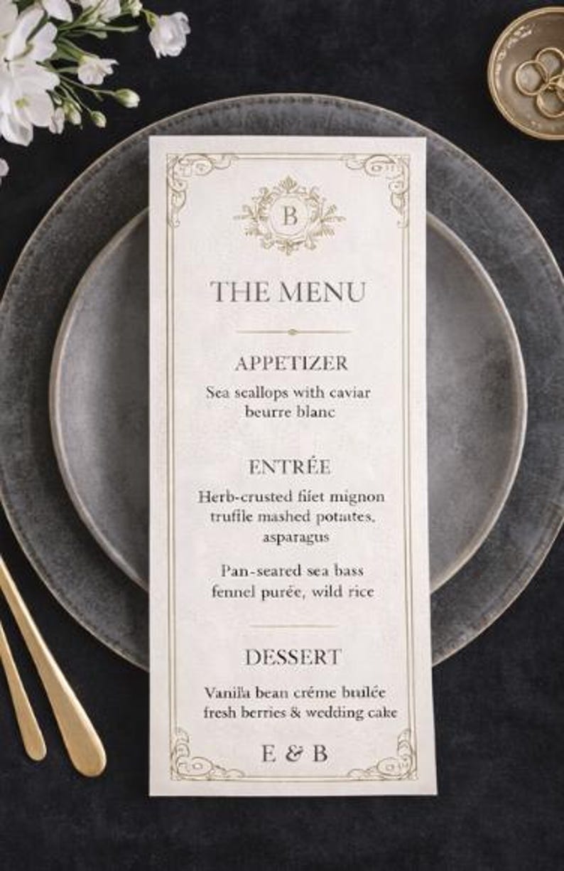 Elegant Old-money Wedding Menu Template - Etsy