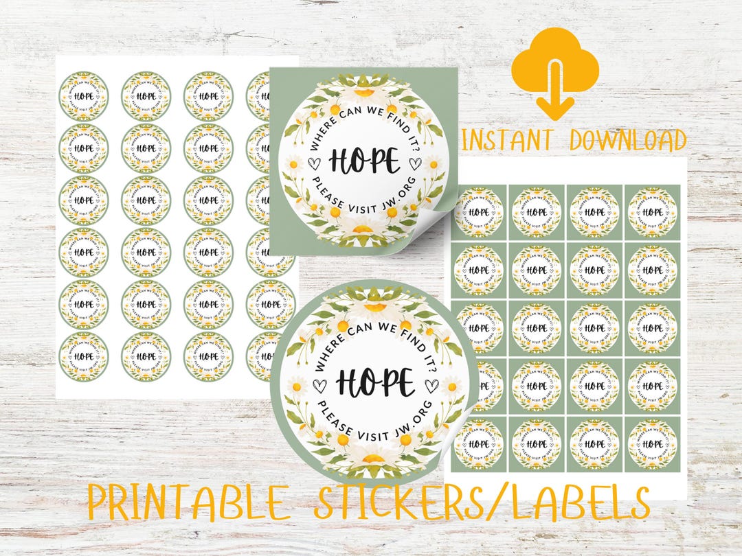 Hope Printable Stickers: JW Ministry, Letter Writing, Gift (digital ...