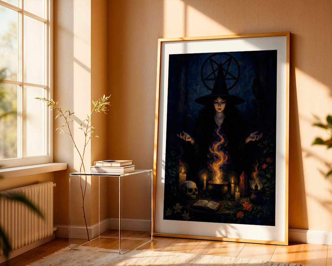 Witch Ritual Poster – Dark Feminine Magic Cauldron Fire Art ...