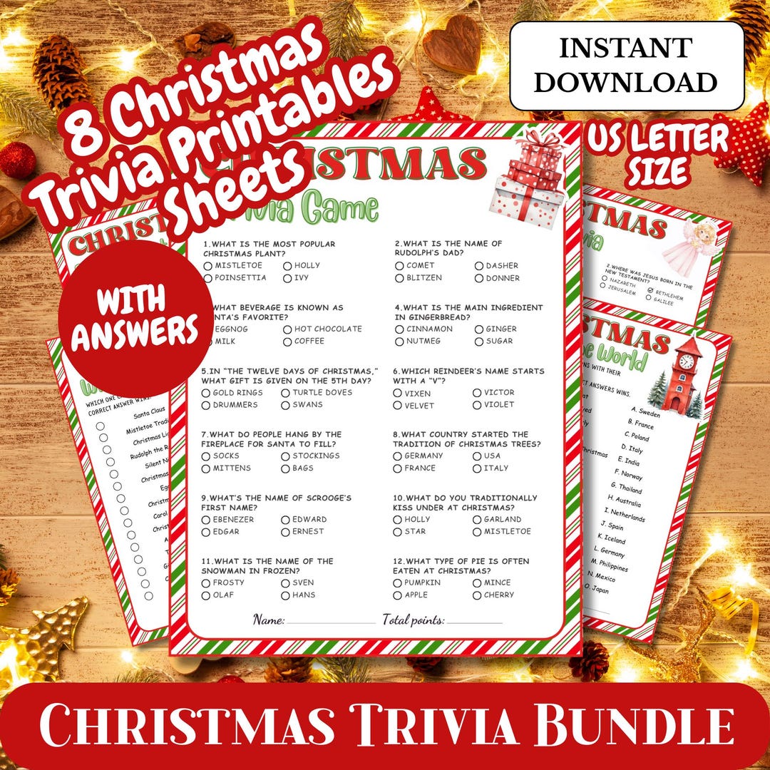 Christmas Trivia Bundle – 8 Printable Christmas Trivia Games With ...
