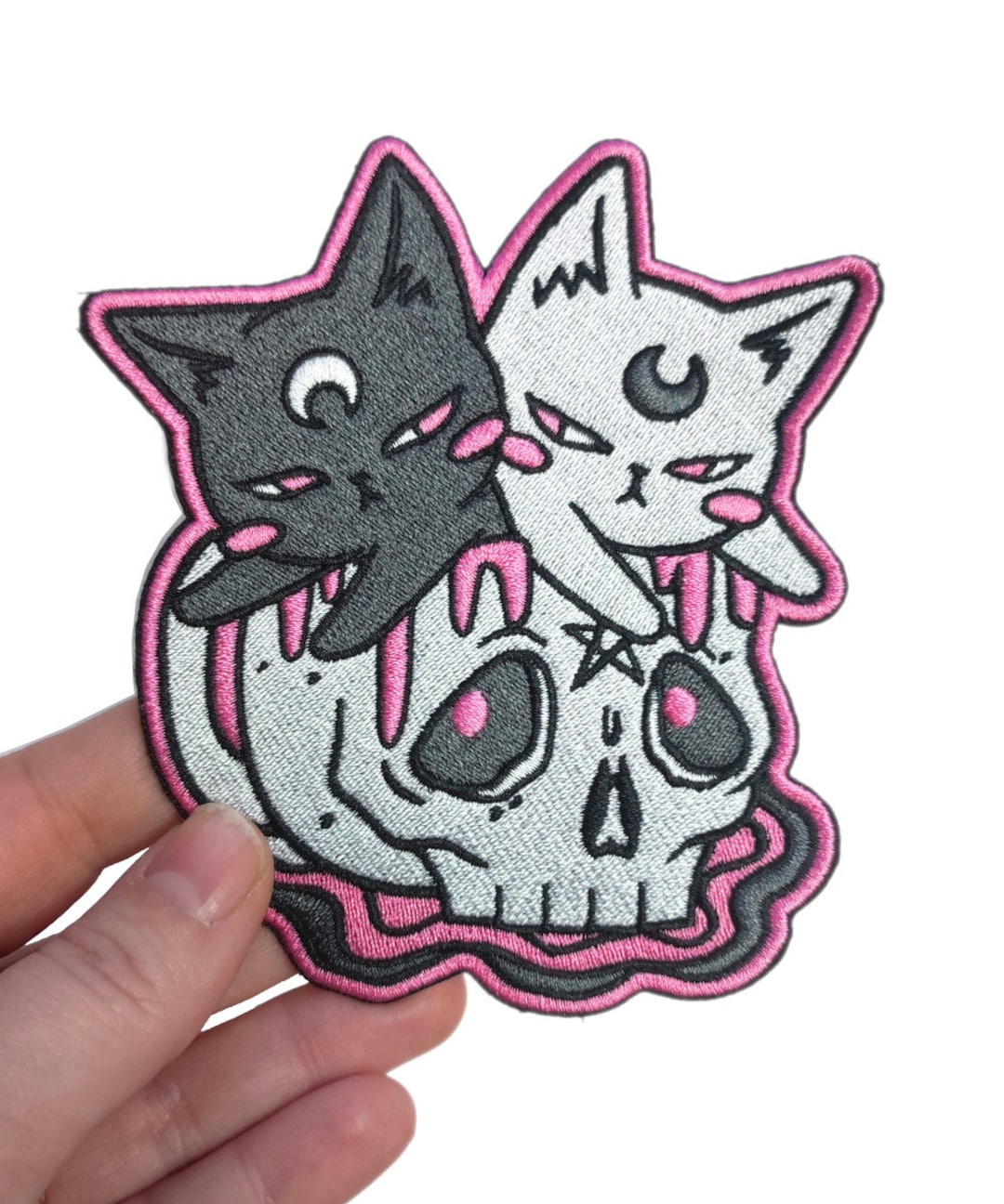Gemini Grumpy Cat Moon Skull Patch Embroidery Iron Patches Pastel Nu ...