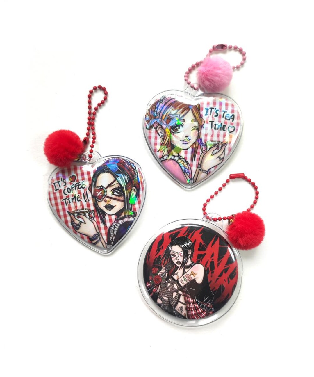 Nana Hachi Badge Charm Girl Keychan Charm Cute Kawaii Harajuku Pink ...