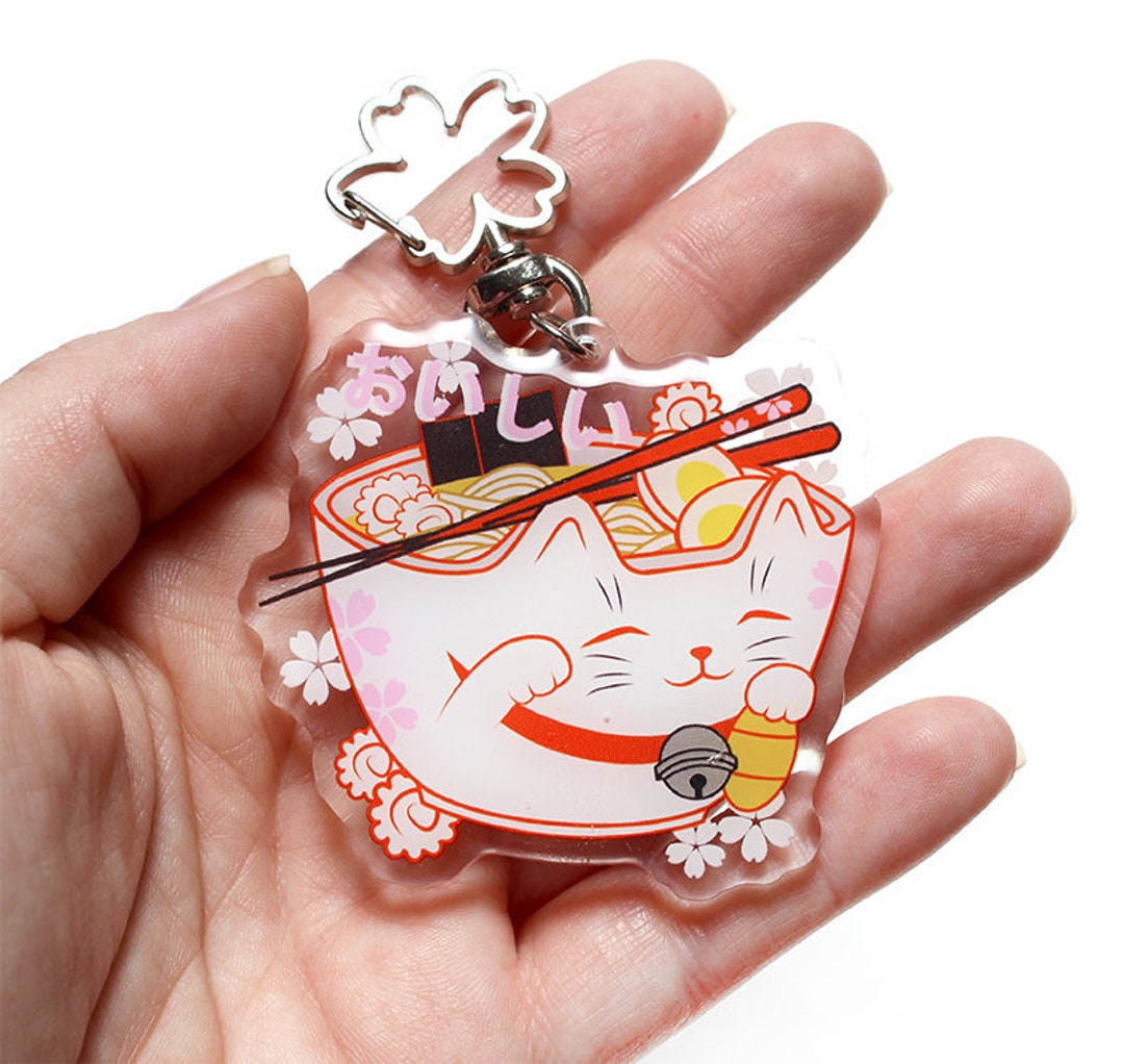 Ramen Cat Neko Keychan Charm Cute Kawaii Harajuku - Etsy