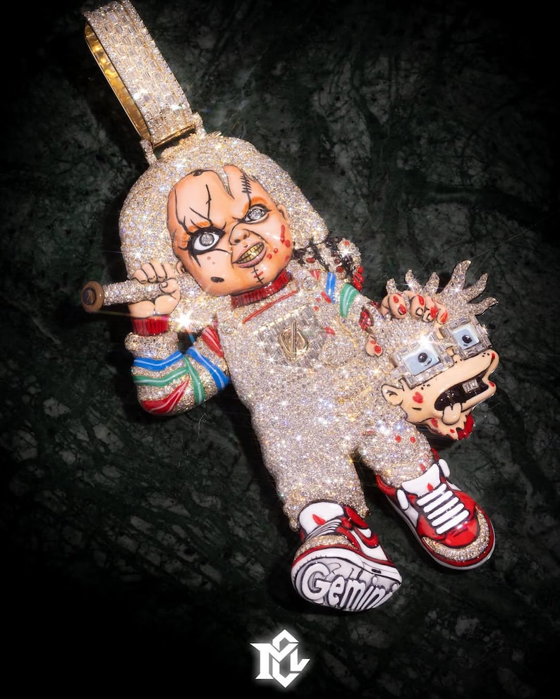 3D Chucky Pendant VVS Moissanite Diamond | Fully Iced Out Hip Hop ...