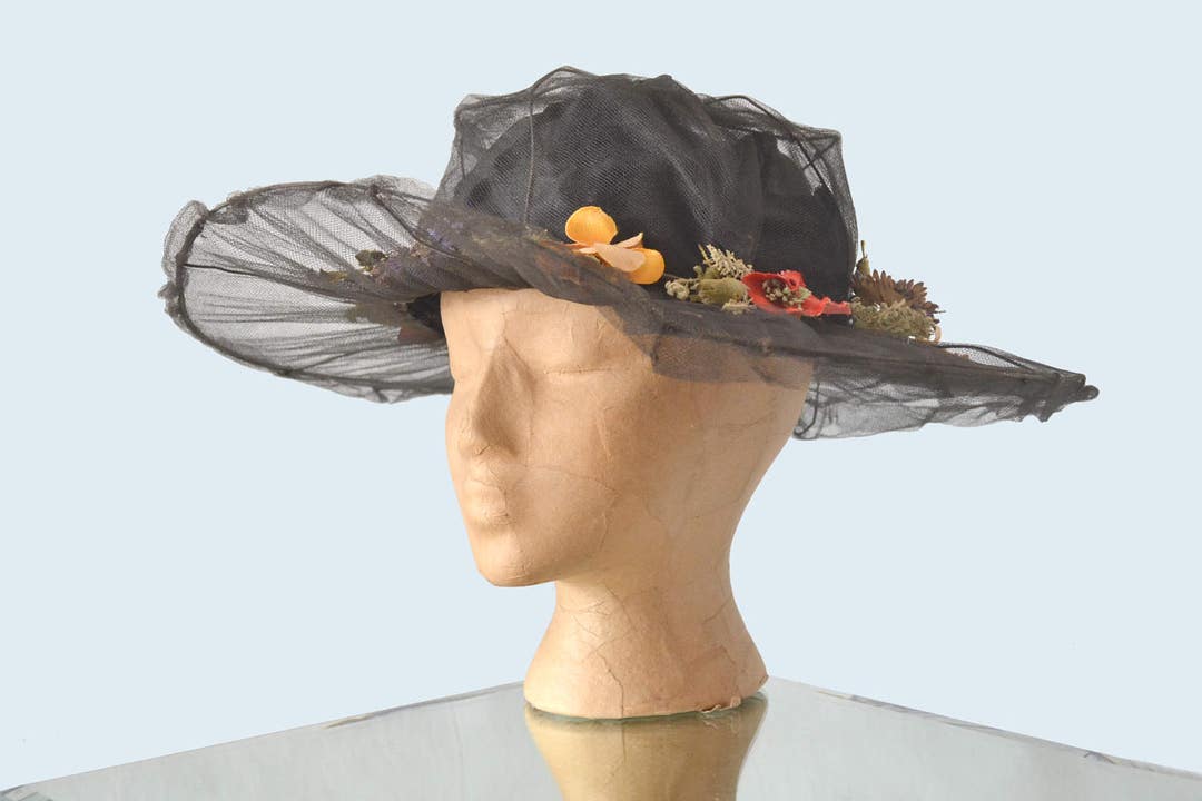 Edwardian Black Net Hat W Flowers - Etsy