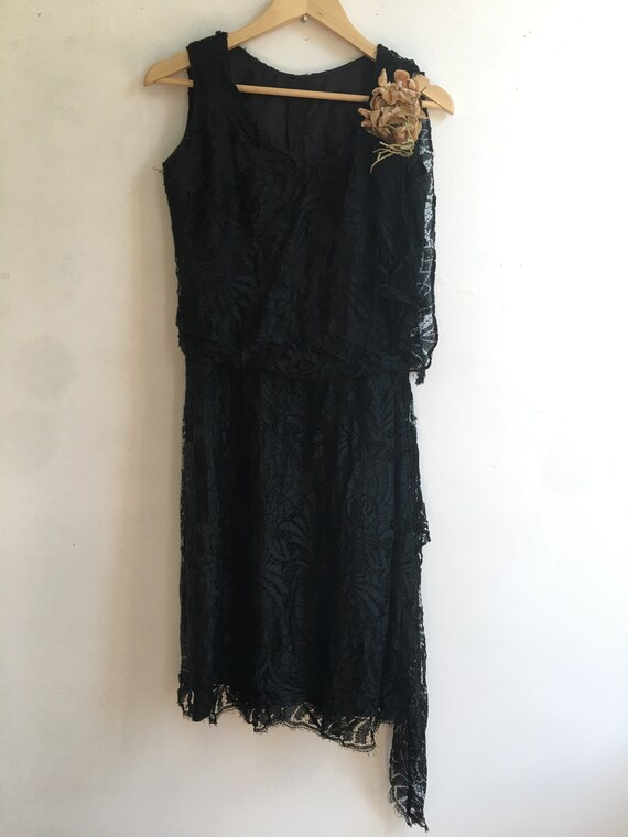1920s Black Lace Flapper Dress - Gem