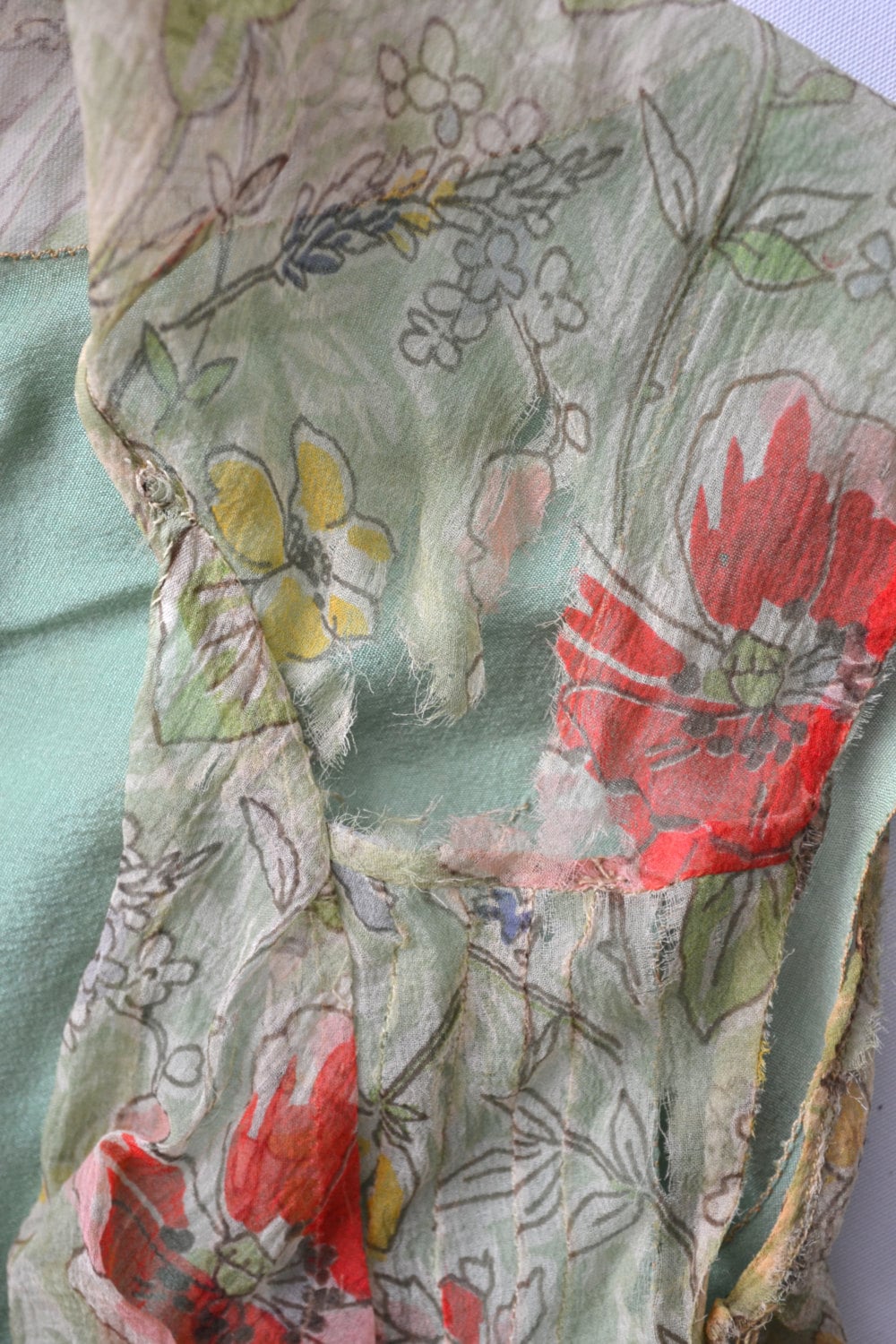 1920s Flapper Dress Pale Green Poppy Floral - Etsy