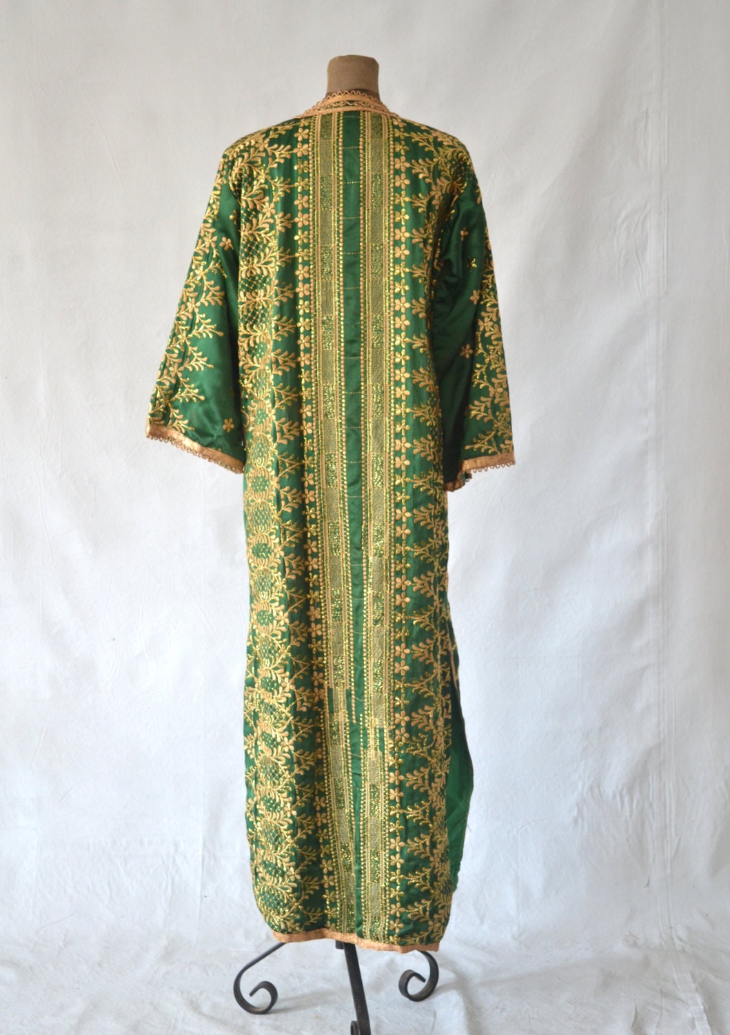 Green and Gold Ethinic Silk Robe Size L - Etsy UK