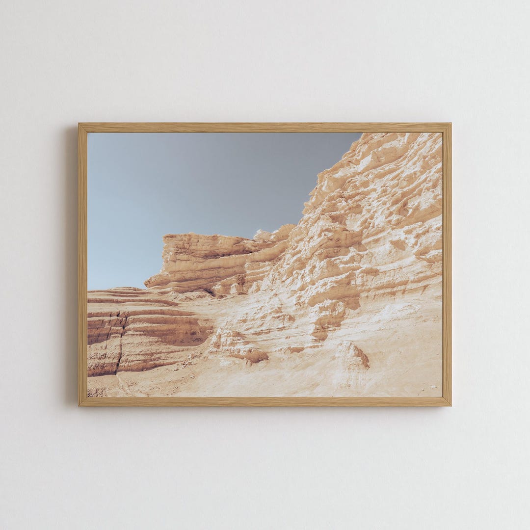 Sunlit Rock Texture Wall Art – Minimalist Mediterranean Cliff ...