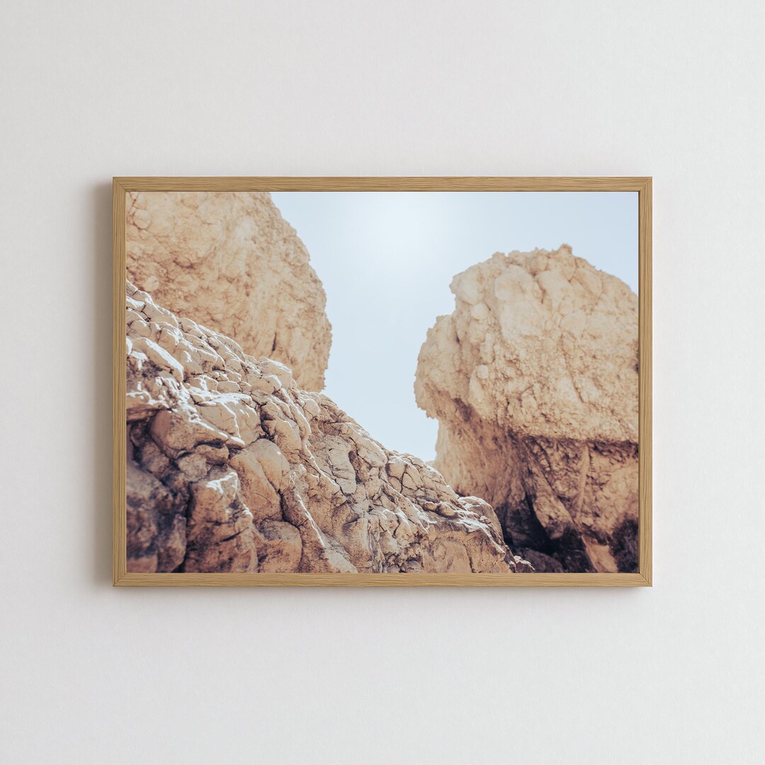 Sunlit Rock Texture Wall Art – Minimalist Mediterranean Cliff ...
