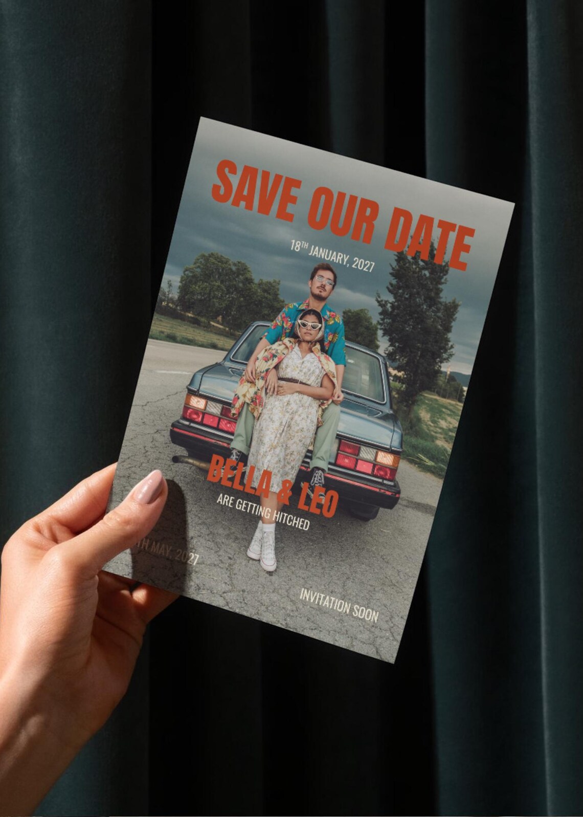 Retro Save the Date Template | Vintage-inspired Wedding Card | Groovy ...