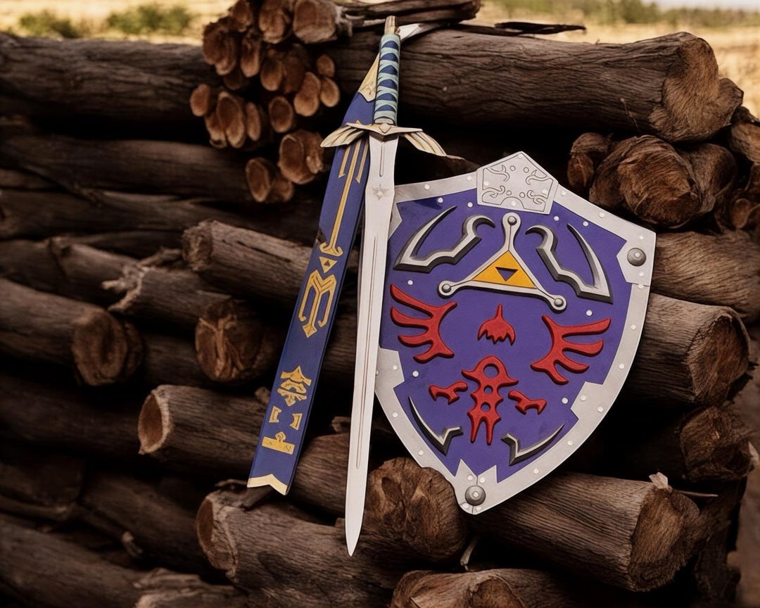 Handmade Zelda Master Sword With Shield | Fantasy Replica Sword With ...