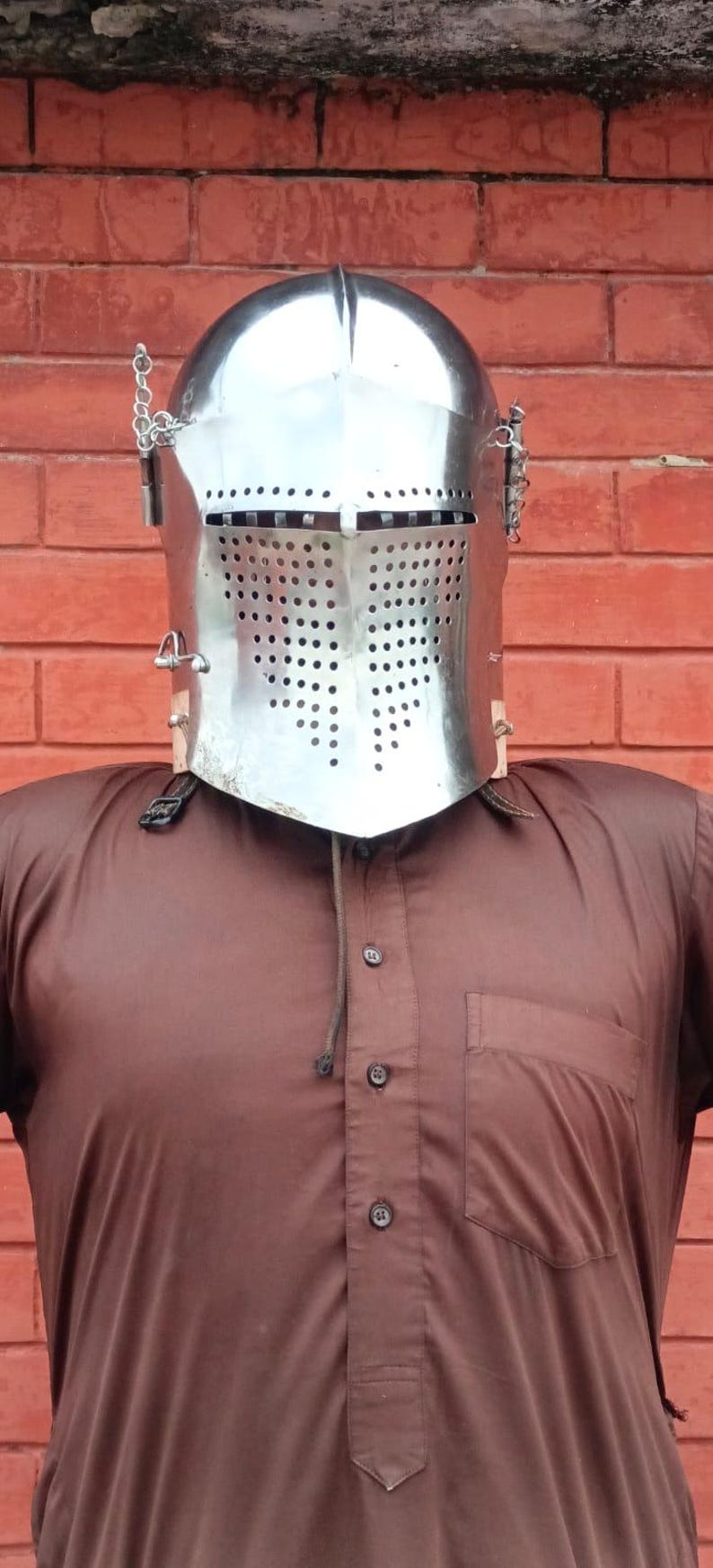Medieval Knight Helmet: LARP Armour, Silver Polish Finish, XL Size - Etsy