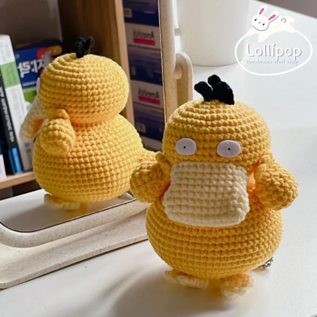 Derpy Yellow Duck Plush – Funny Crochet Amigurumi Duck Toy – Kawaii ...