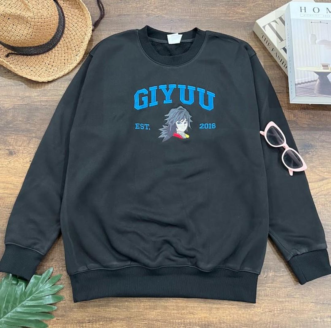 Giyu Tomioka KNY Embroidered Sweatshirt, Water Breathing Hashira Design ...