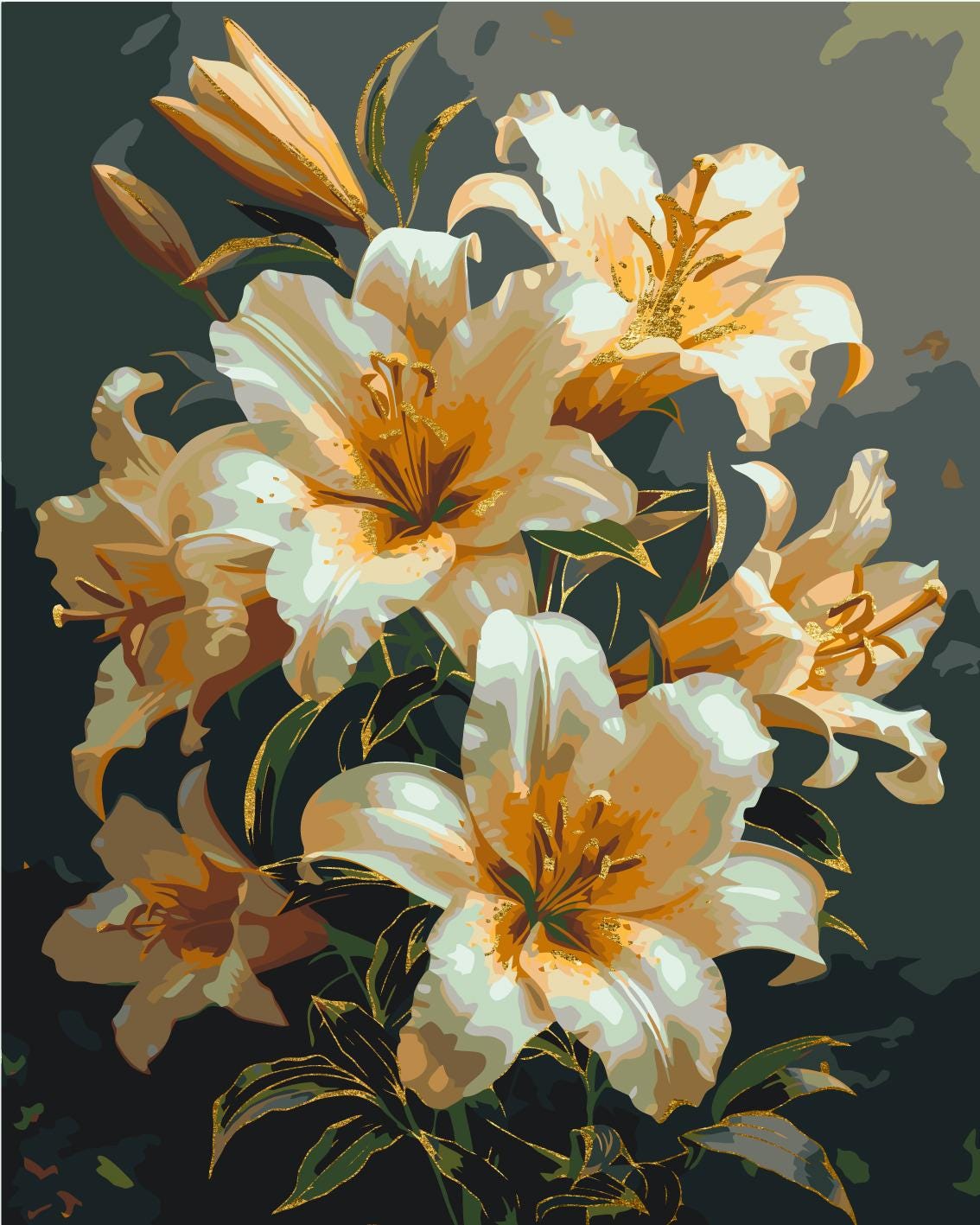 Bright Lilies Acrylic Artwork DIY Set, Paint by Numbers Kit With ...