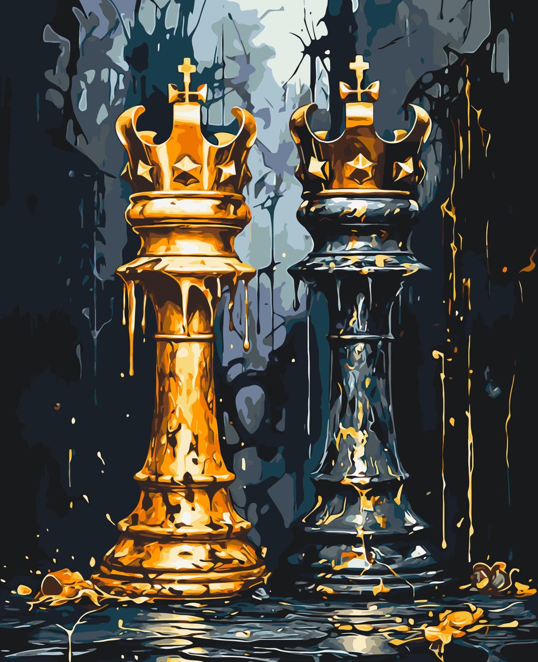 Chess Paint by Numbers Kit, DIY Canvas Painting Kit With Acrylic Paints ...