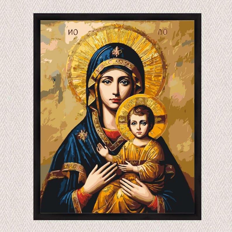 Paint by Numbers Religious Icons With Metallic Paints, Virgin Mary With ...