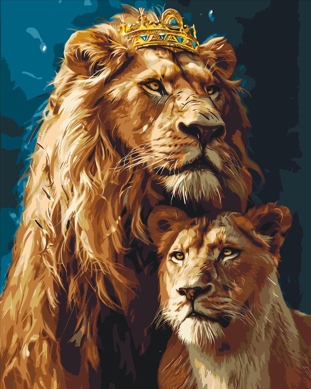 Paint by Numbers Kit With Lion, DIY Animal Canvas Artwork, Acrylic ...