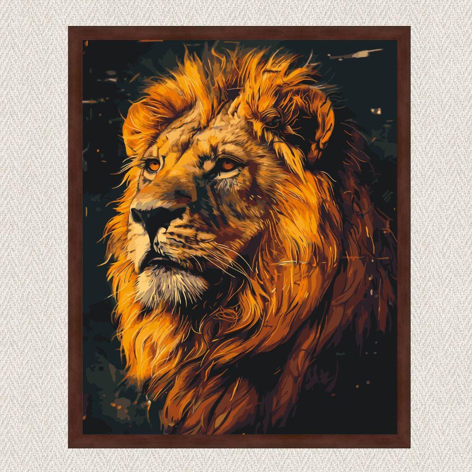 Majestic Lion Paint by Numbers Set With Brushes and Acrylic Paints, DIY ...