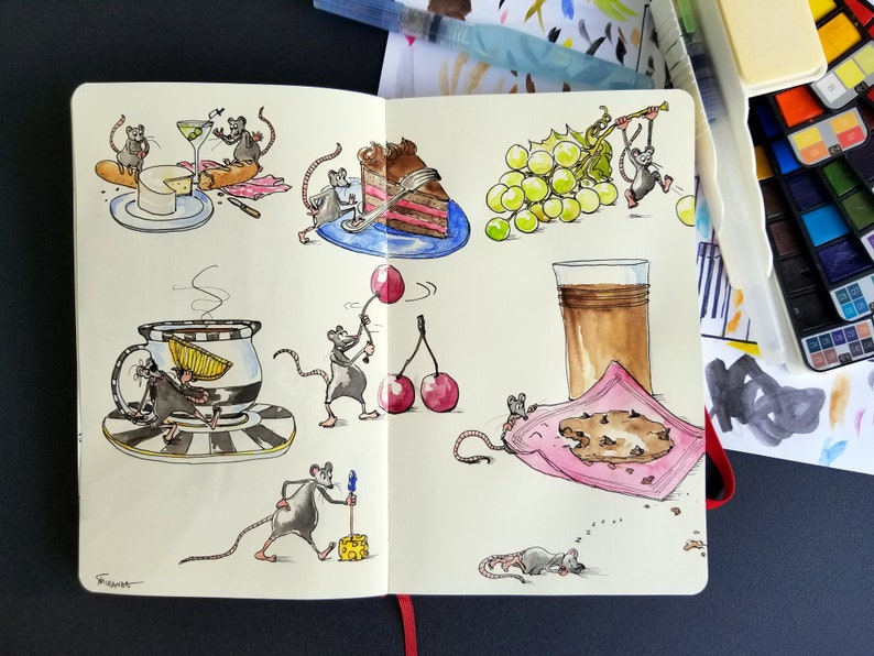 Mouse Art Animal Illustrations Food Art - Etsy