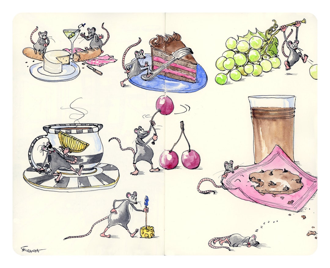 Mouse Art Animal Illustrations Food Art - Etsy
