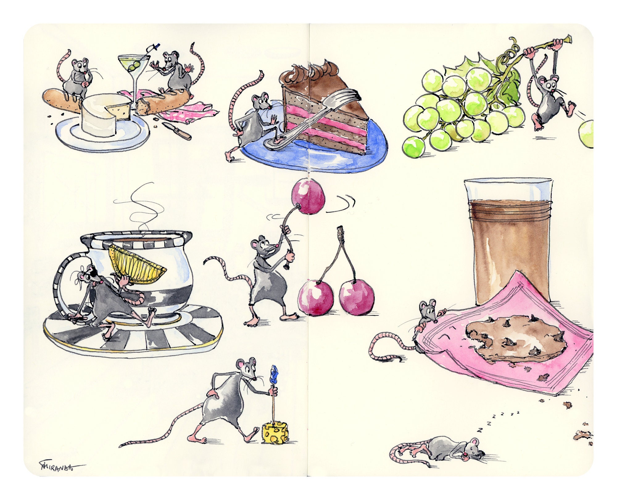 Mouse Art Animal Illustrations Food Art - Etsy