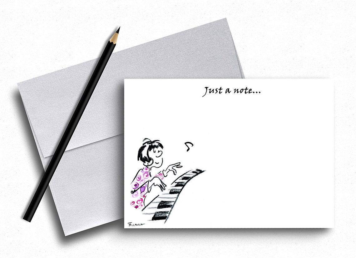 Just a Note Musical Note Cards Piano Stationery - Etsy