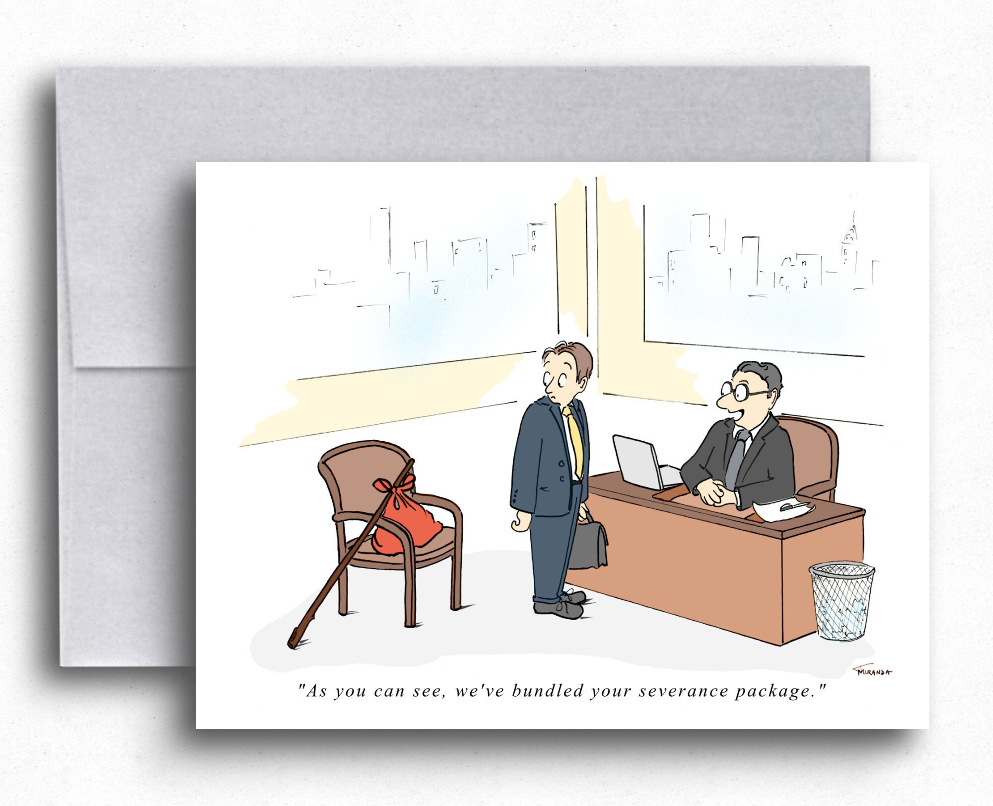 Severance Package Cartoon Greeting Cards Funny Termination Pay | Etsy